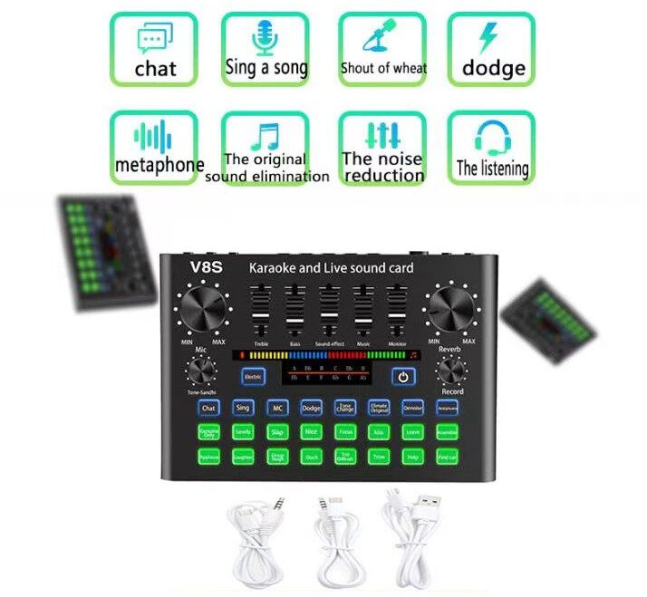 V8S k1 V8 Audio Stereo Headset Microphone Webcast Streamer Live Sound ...