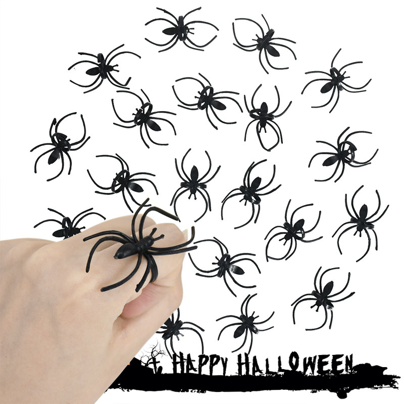 20/50pcs Simulation Plastic Spider Ring Kids Toy Halloween Prank Props ...