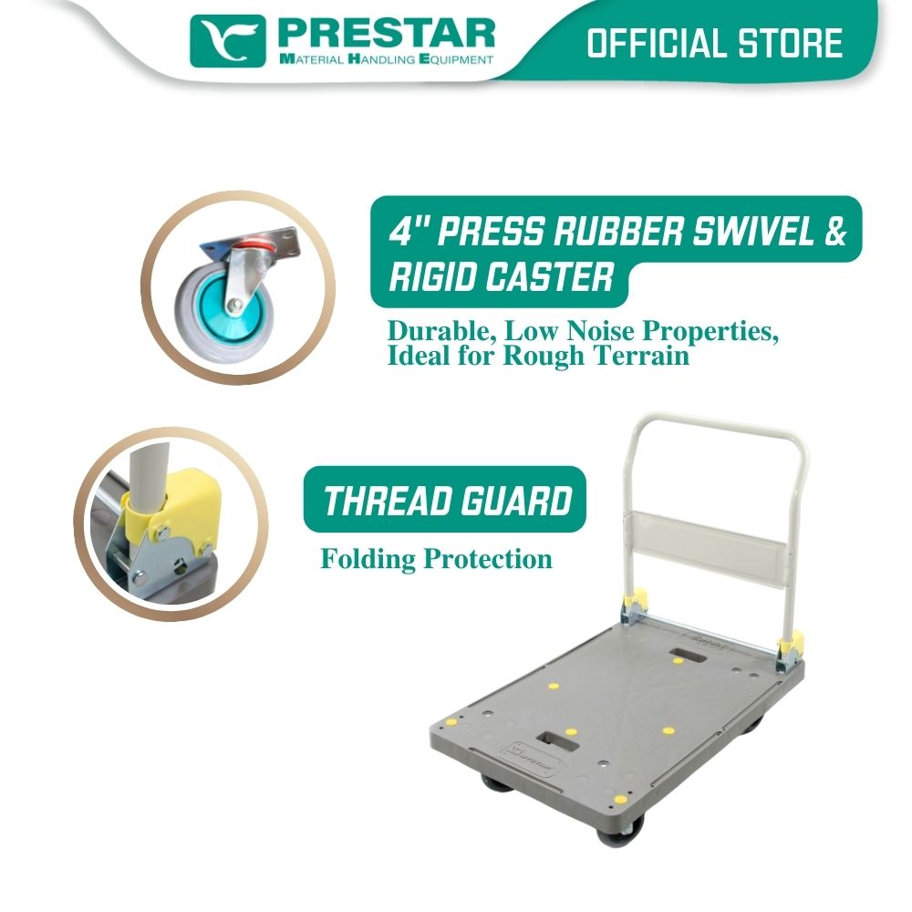 PRESTAR MHE Mystar PVC Hand Truck Trolley 300kg 5" Swivel/Rigid Wheels ...