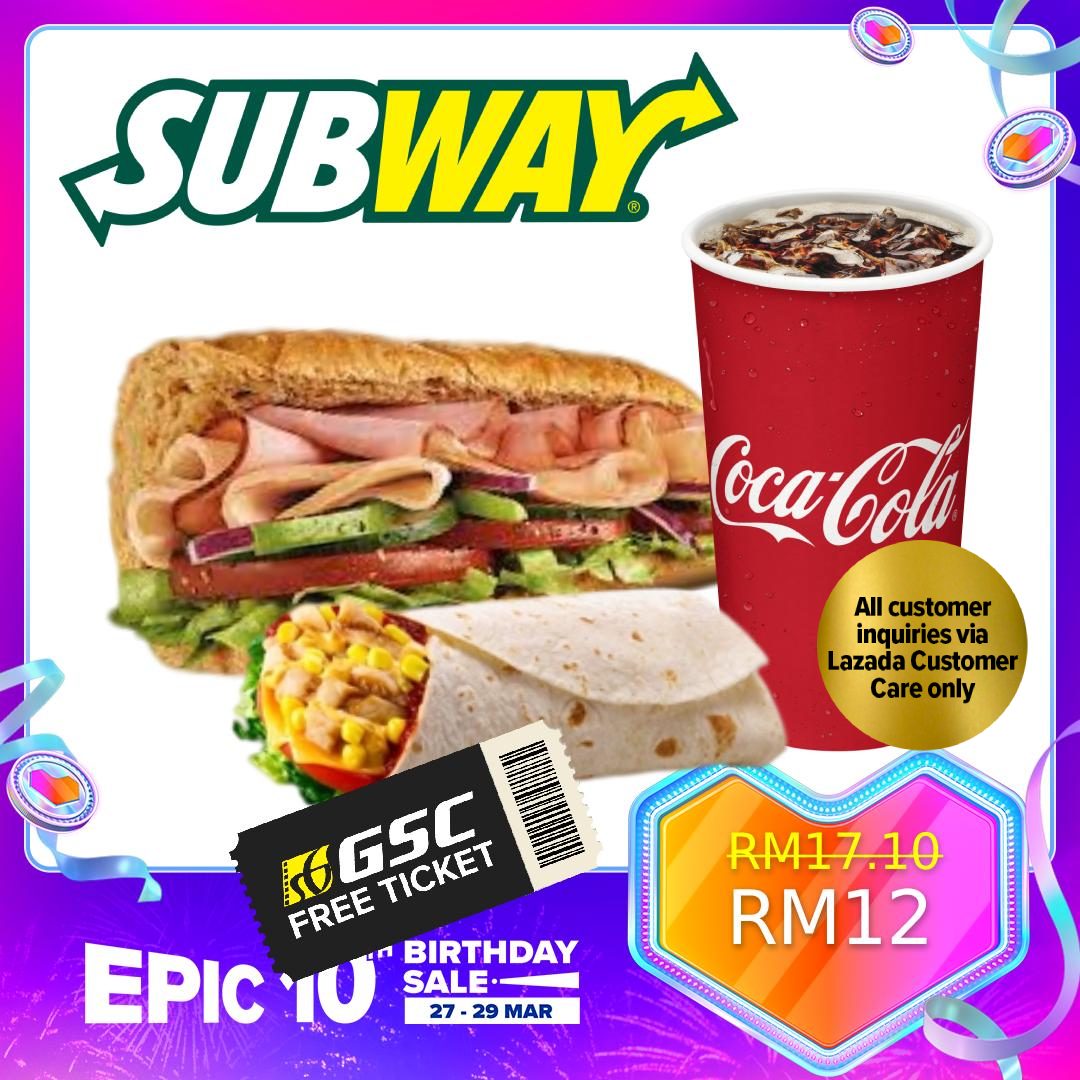 [Free GSC TIcket] Subway-6inch Subs or Burrito with 16oz Soft Drink ...