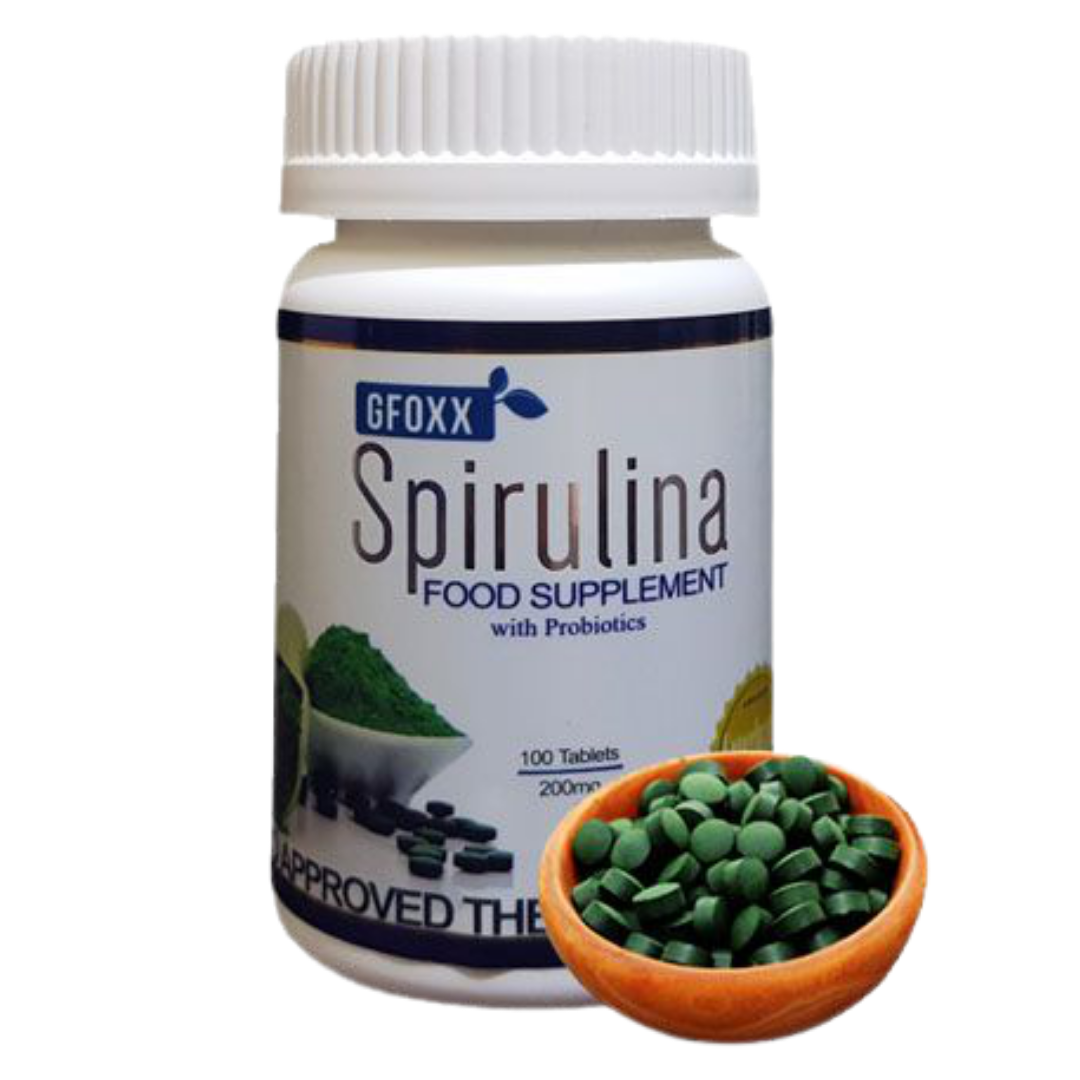 ORIGINAL GFOXX SPIRULINA FOOD SUPPLEMENT WITH PROBIOTICS 100 TABLETS ...