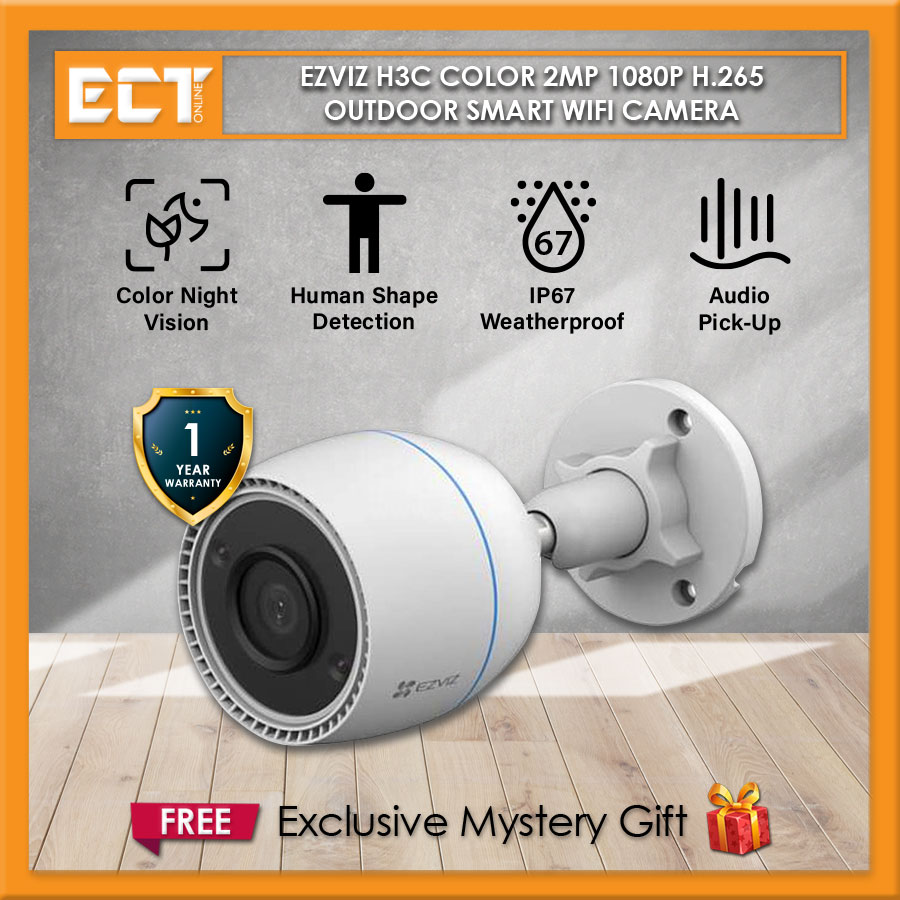 Ezviz H3C Color 2MP 1080P H.265 Outdoor Smart WiFi Camera with Color ...