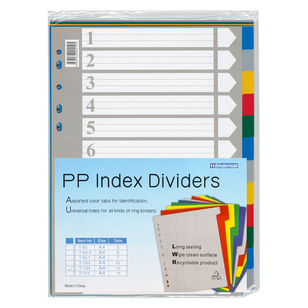BINDERMAX PP INDEX DIVIDER A4, 5 TABS 10 TABS | Lazada PH
