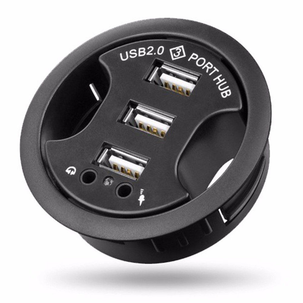 【UniversalGems】Office Computer Desk Round Hole USB 3 USB Converter ...