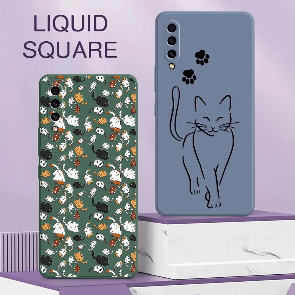 Cute Cartoon Cat Animal A30S Case For Samsung Galaxy A50 A7 2018 A30 S ...