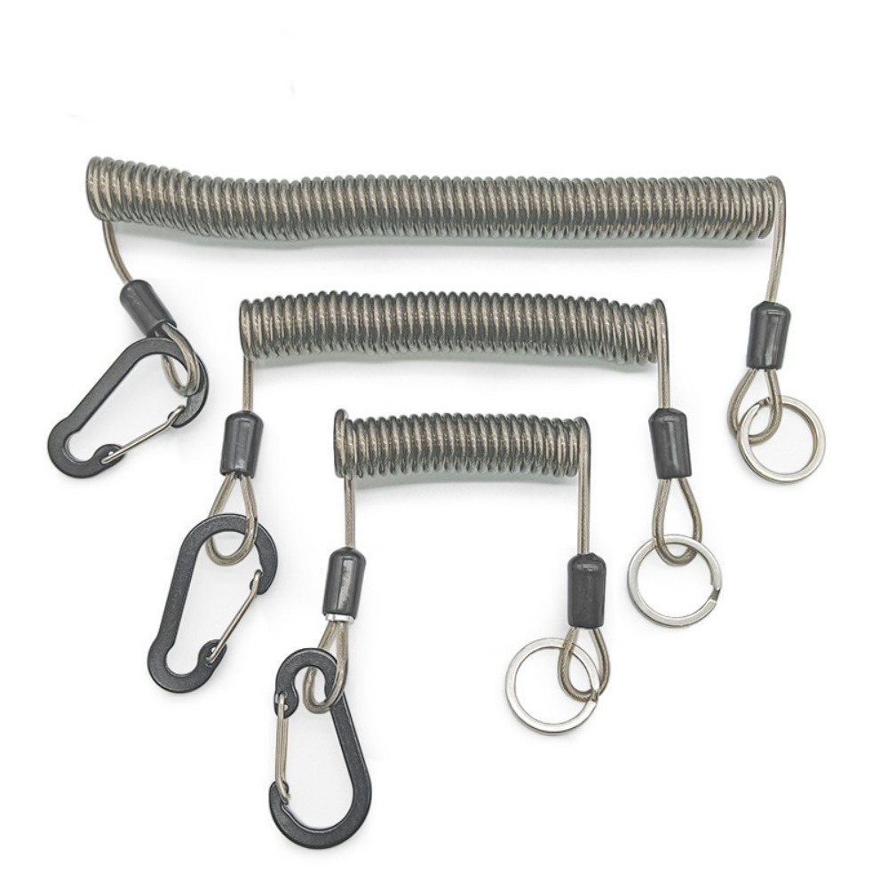 Wire Spring Rope Elastic Coil Fishing Missed Rope Lockable Safety Rope ...