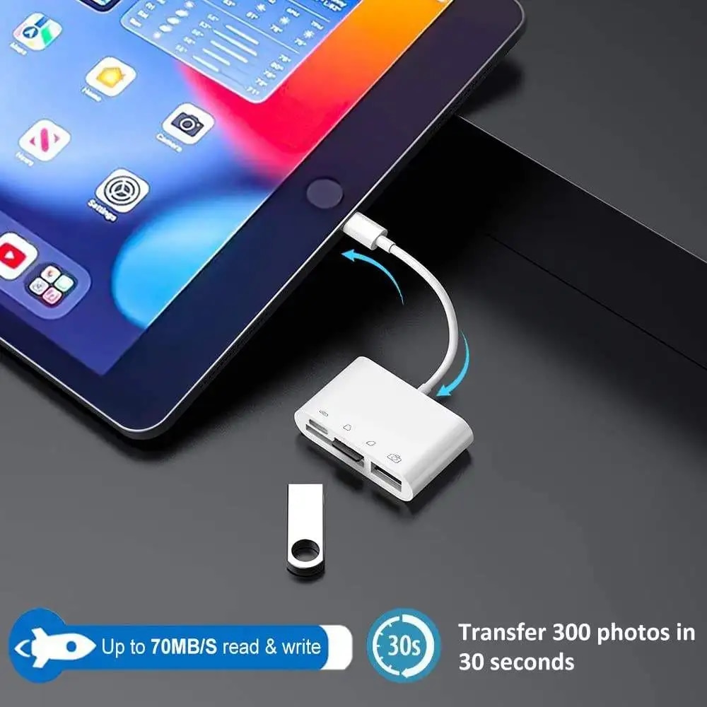new style New 4 in 1 Card Reader Lightning to SD TF U Disk for iPhone ...