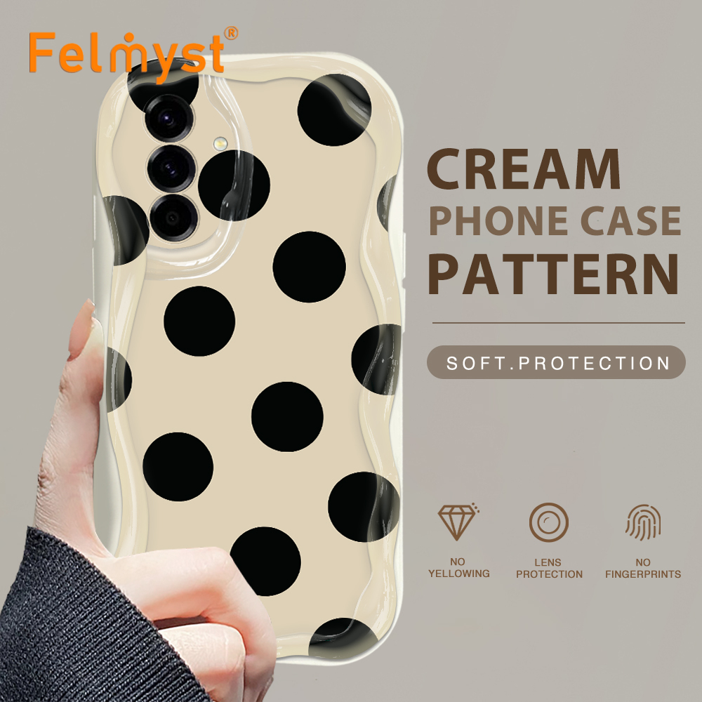 FELMYST for Samsung A36 A56 5G Back Cover Brown Black Wave Point Cream ...