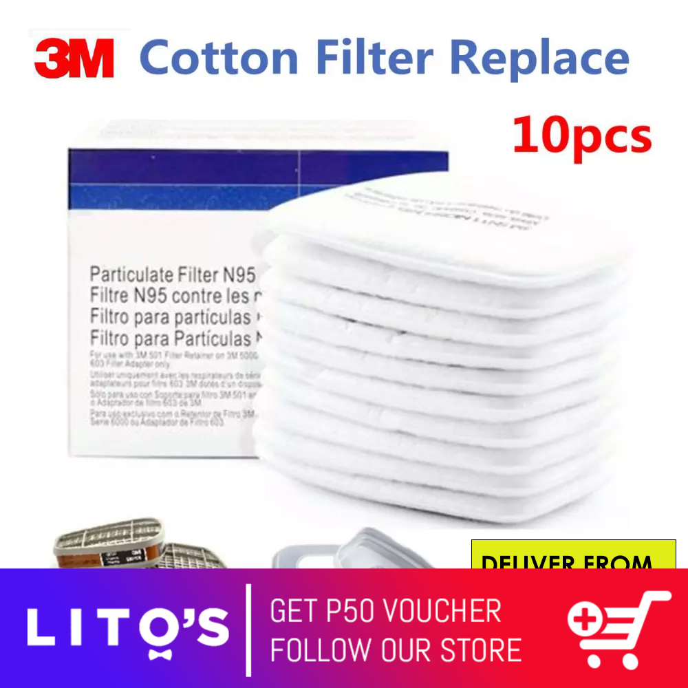 10 Pcs (1Box) Original 3M Cotton Particulate Filter Cartridge Mask ...