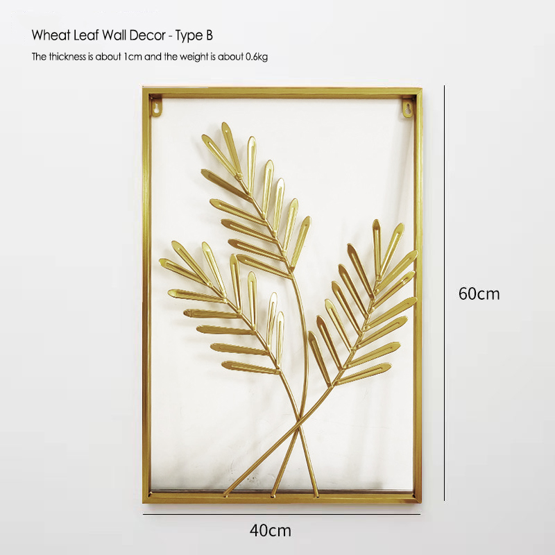 Home Decoration Metal Wall Golden Leaf Hanging Decor Gold Frame Art ...