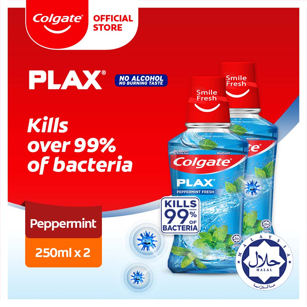[Kills over 99% of bacteria] Colgate Plax Peppermint Mouthwash 250ml ...