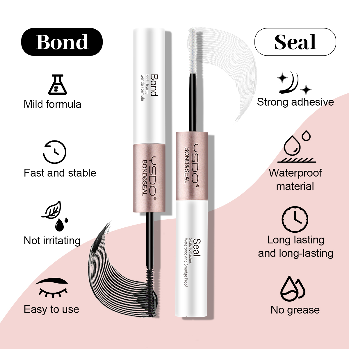 YSDO Cluster Lashes Extension Kit Bond and Seal 2 IN 1 Tweeze ...