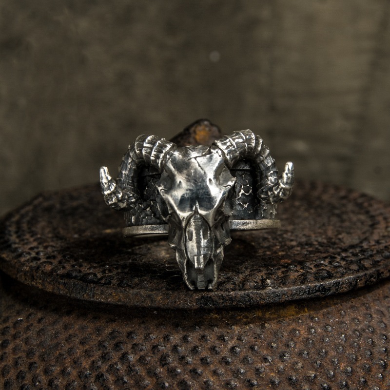 【Exclusive Offer】Gothic Black Goat Open Ring Gram Dark Devil Satan ...