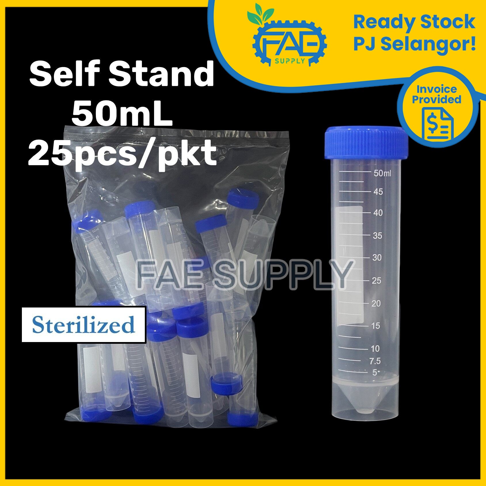 Self Standing Centrifuge Tube falcon tube with screw cap sterile 50mL ...