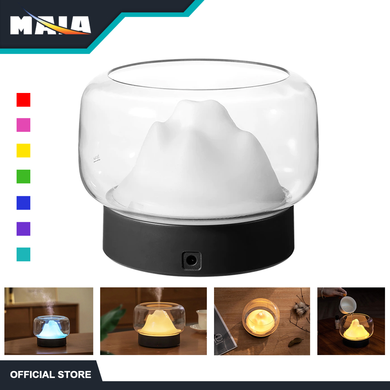 MAIA 400ML Aroma Diffuser Mountain View Essential Oil Aromatherapy With 7 Color LED Light ...