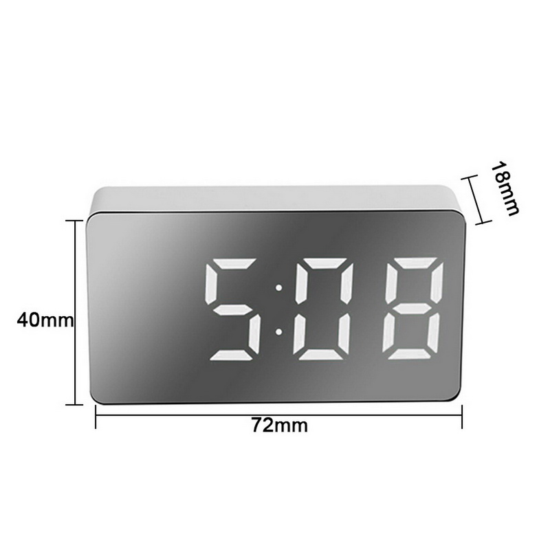 【New Trend】Mini Desk Alarm Clock Digital Mirror LED Big Display Bedroom ...