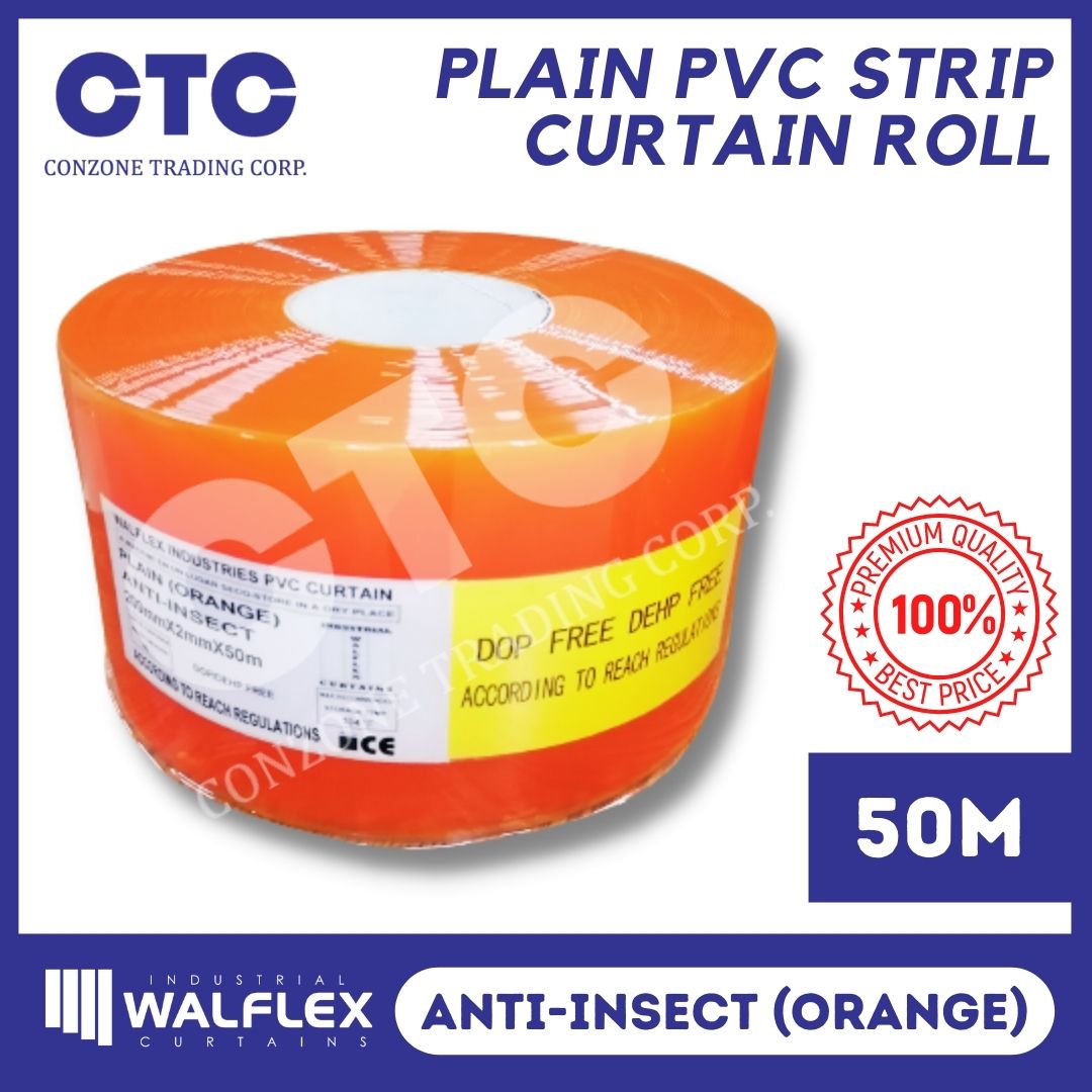 Walflex PVC Curtain Strips - Plain Anti-Insect (Orange) - 50 meters ...