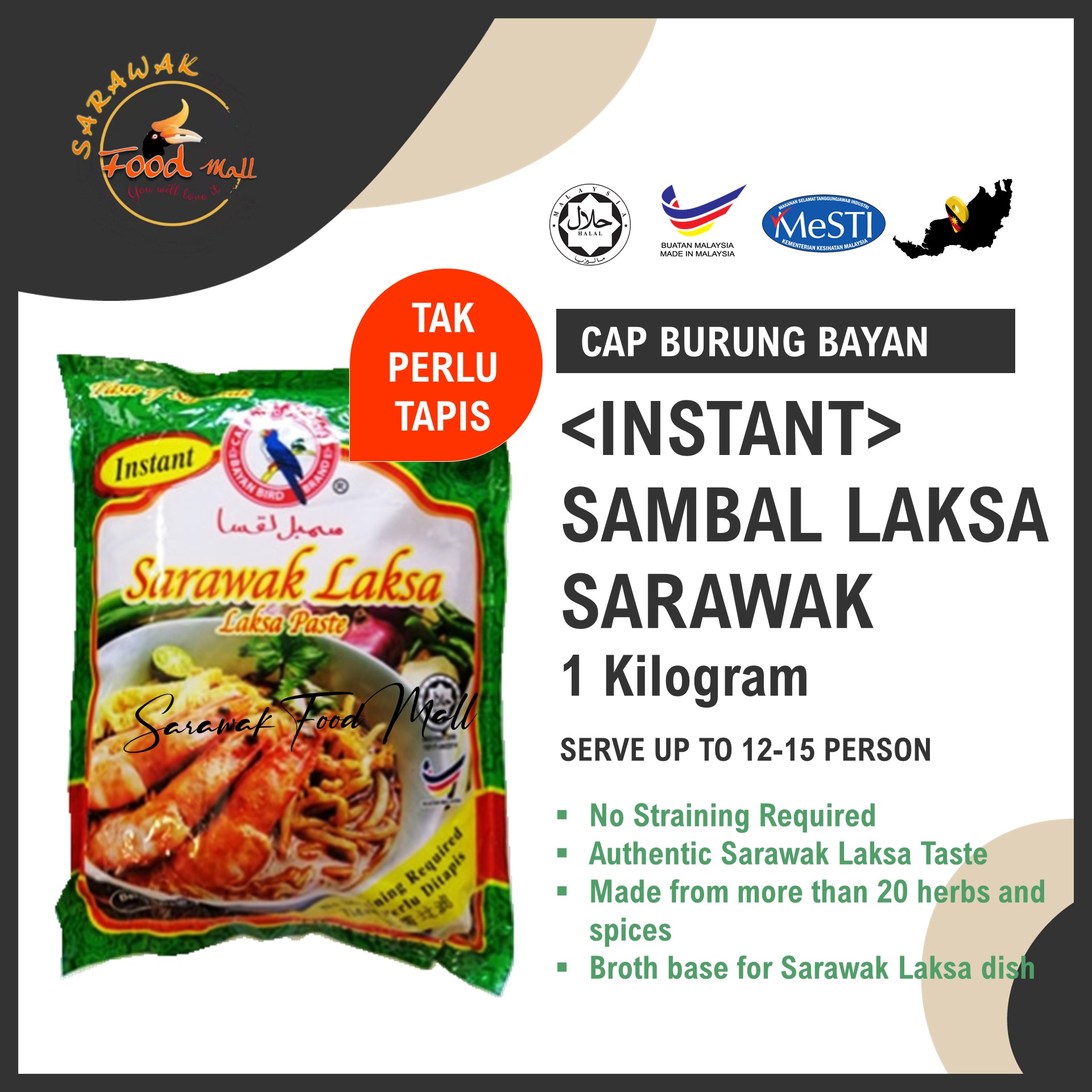 1Kg Instant | Burung Bayan Sambal Laksa Paste Sarawak (No Straining ...