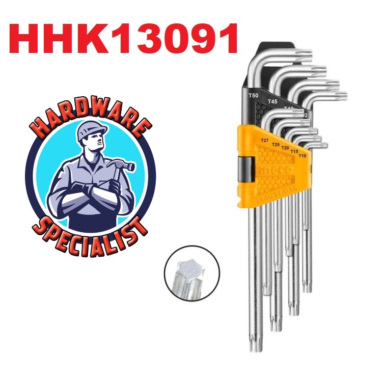 Ingco HHK13091 9Pcs Torx Key Set / Star Allen Key Set / HHK12091 9PCS ...