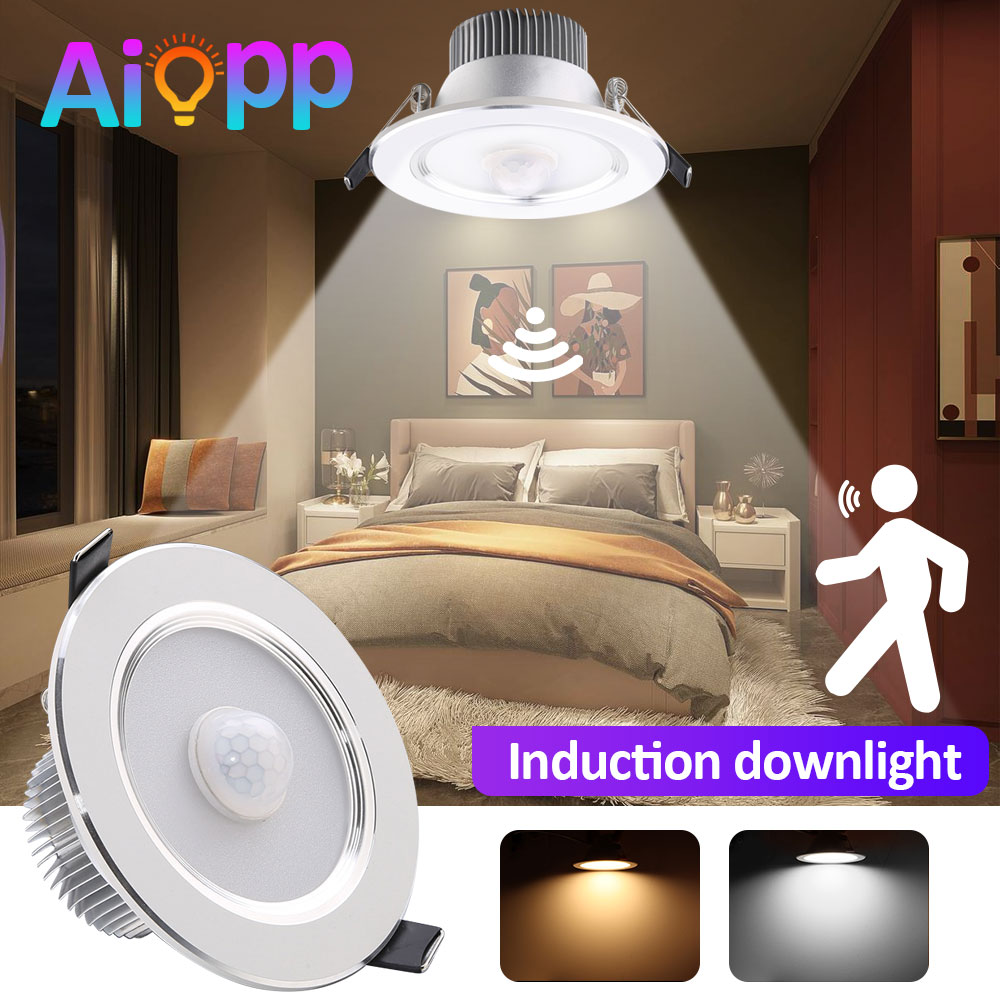 3W 5W 7W 12W Induction Lamp LED Motion Sensor Downlight Ceiling Light ...