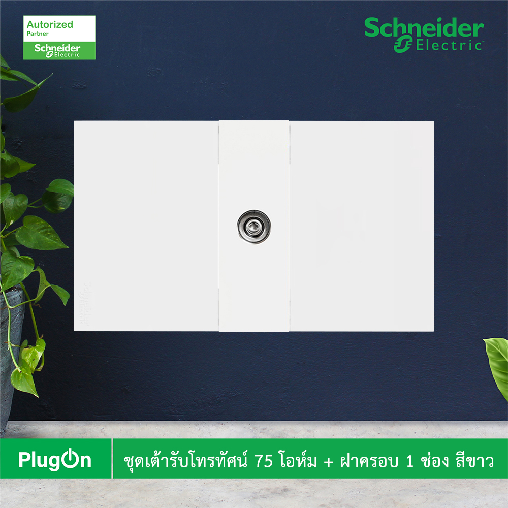 Schneider Electric ชุดเต้ารับโทรทัศน์ 75 โอห์ม + ฝาครอบ1 ช่อง สีขาว TV ...