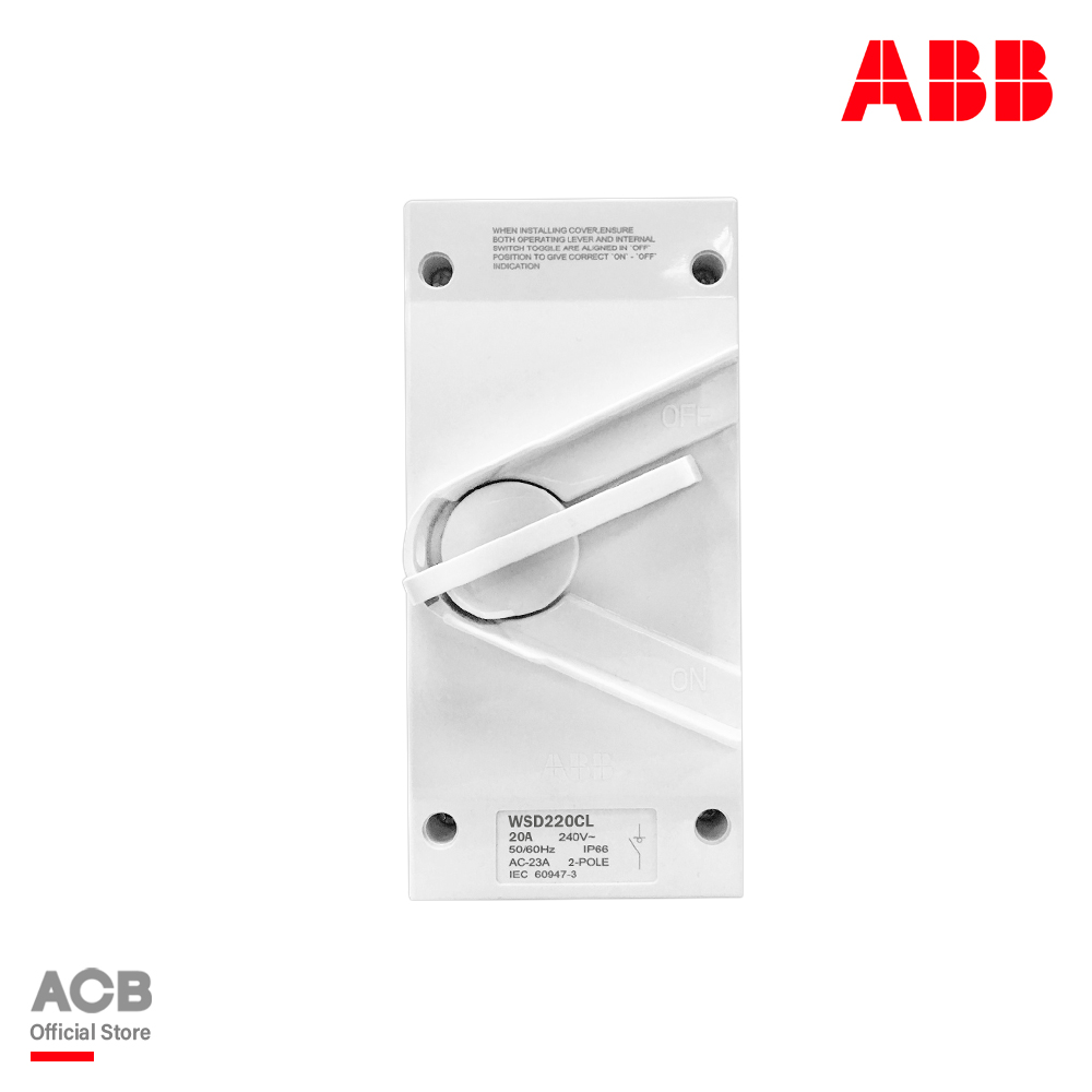 ABB WSD220CL Switch-Isolator WSD Series switch 20 A 2P, IP66 : 2TCZ751006R0001 - เอบีบี - ACB ...
