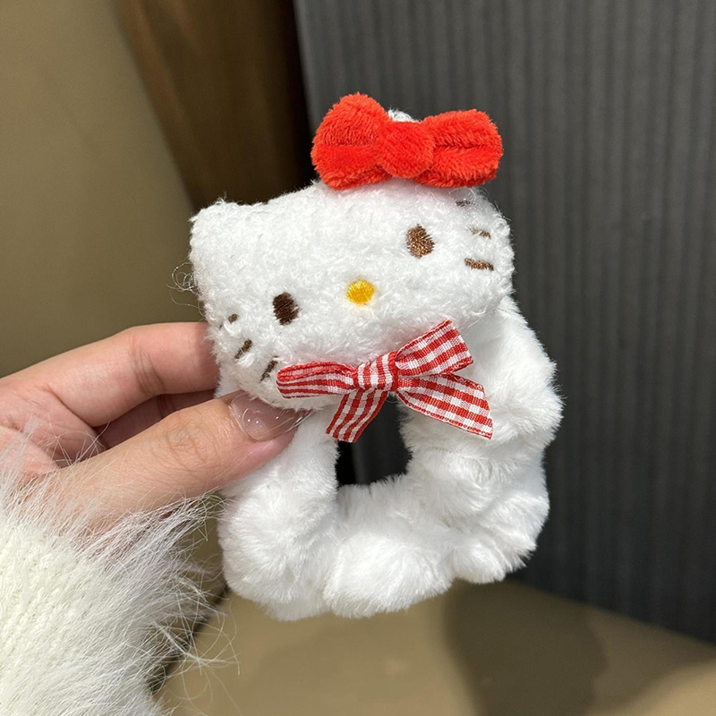 Hello Kitty Plush Scrunchie Sanrio KT Cat Elastic Hair Tie Hair Ring ...