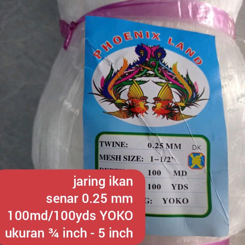 jaring ikan senar 0.25 mm 100md/100yds yoko ukuran ¾ inchi - 5 inchi jaring nelayan jaring ikan ...