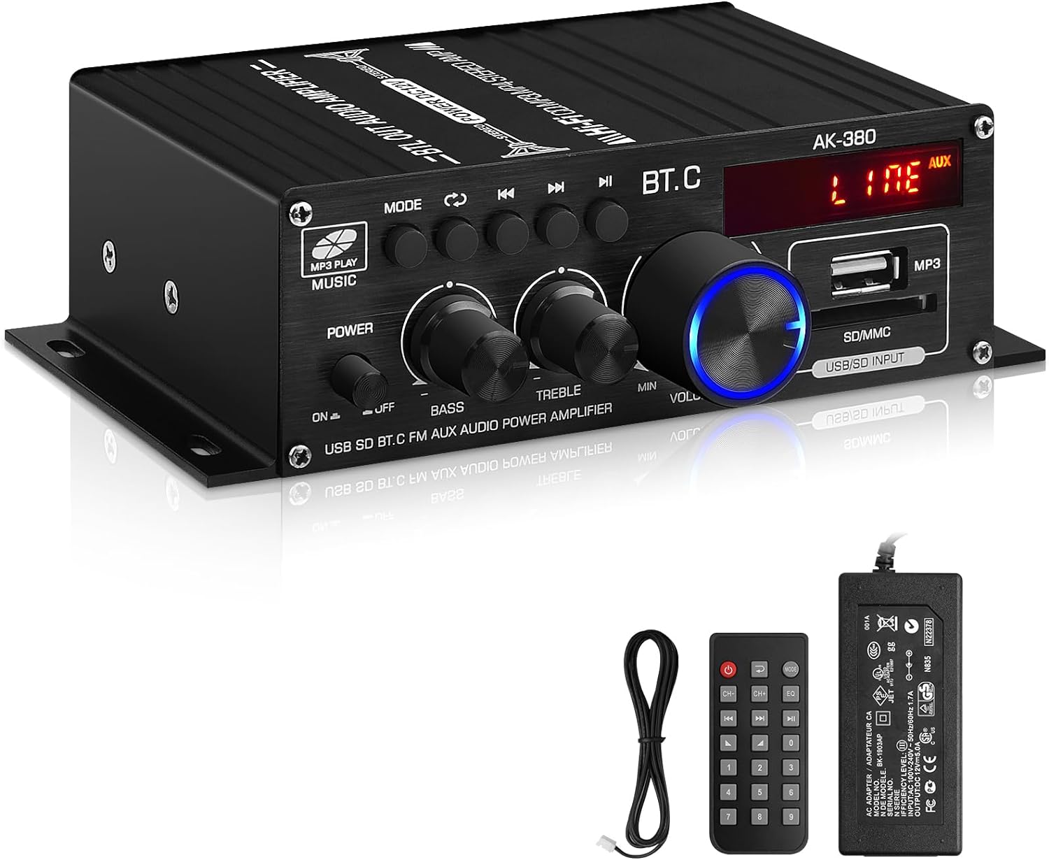 900W AK-55/AK370 Bluetooth 5.0 HiFi Stereo Digital Audio Amplifier ...