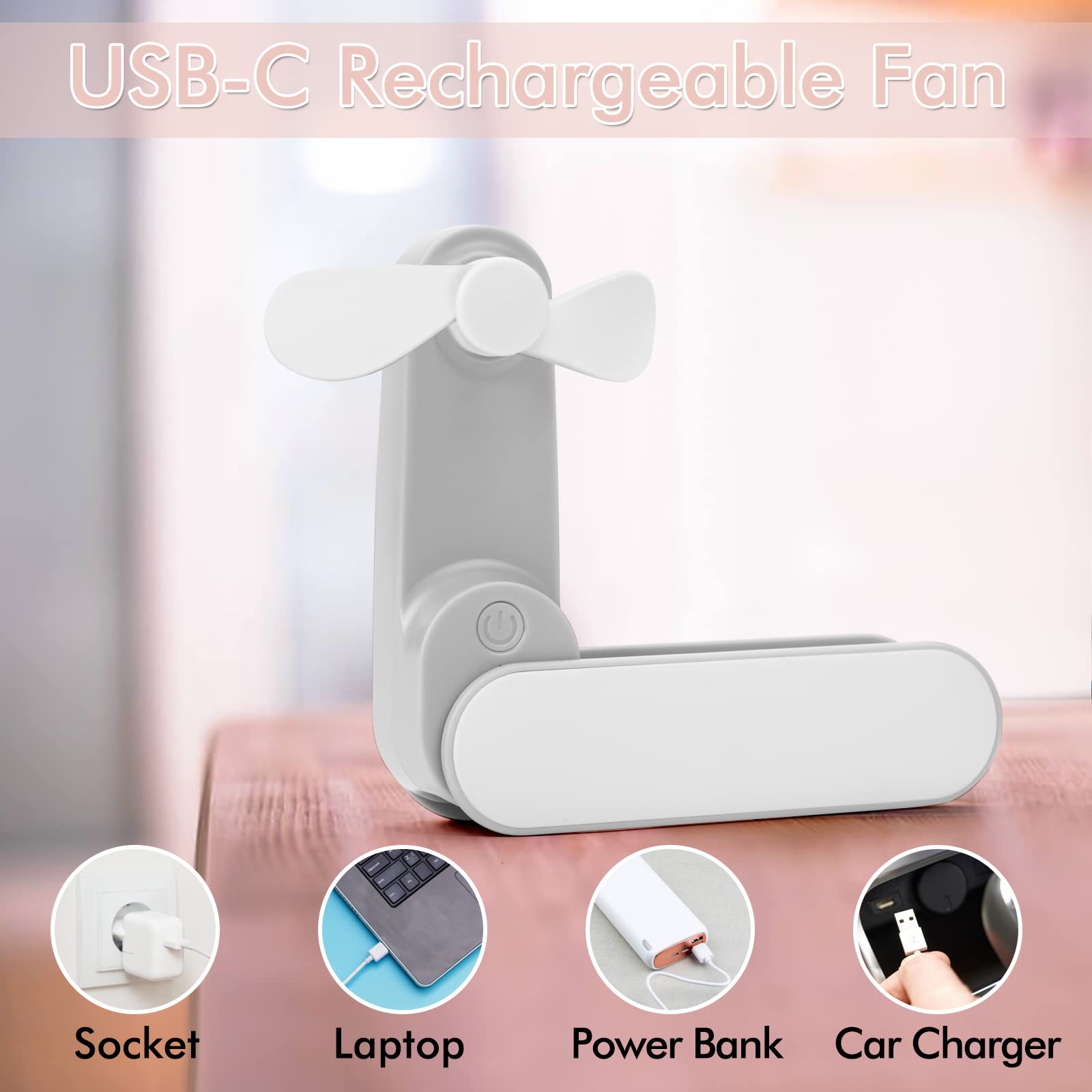 Handheld Mini Fan Travel Rechargeable 9-15 Working Hours Portable Usb ...