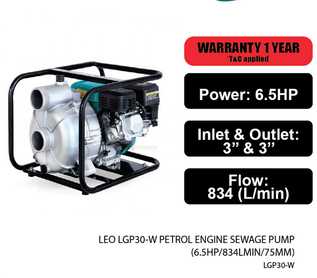 LEO LGP30-W PETROL ENGINE SEWAGE PUMP 3" | Lazada