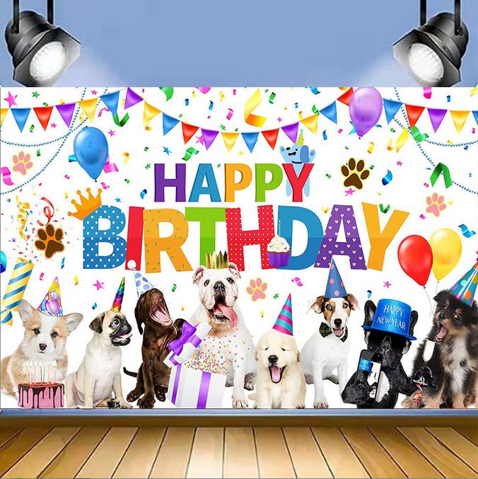 Dog Happy Birthday Backdrop Banner Pet Happy Birthday Party Backdrop ...
