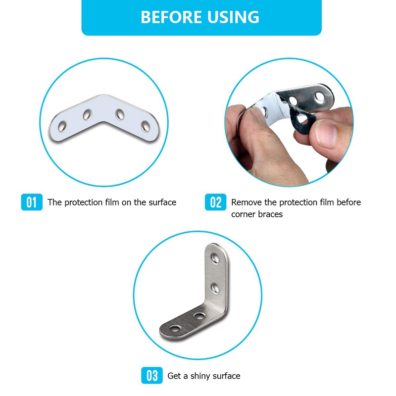 24 Pieces Stainless Steel Corner Braces (1.57 X 1.57 Inch,40 X 40 Mm ...