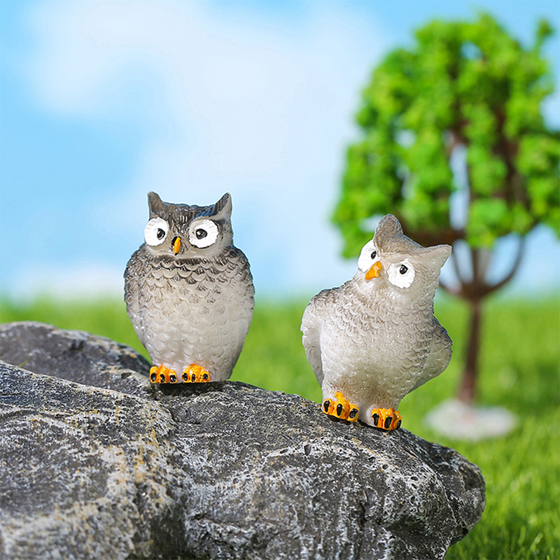 Figurines Miniature Cute Owl Micro Landscape Resin Crafts Ornaments For ...