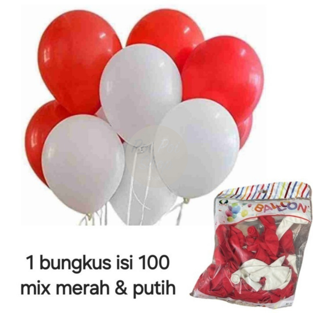 Balon Latex Merah Putih 17 Agustus HUT RI Hiasan Kemerdekaan Polkadot ...