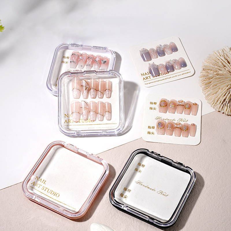 BTS Transparent Artificial Nail Box Handmade Nail Storage Box Packing ...