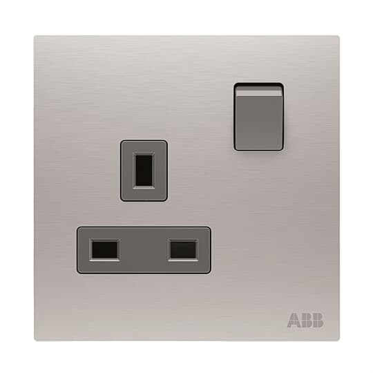 Socket Outlet ABB Stainless Steel BS single pole switched socket outlet with led 13A AM23486-ST ...