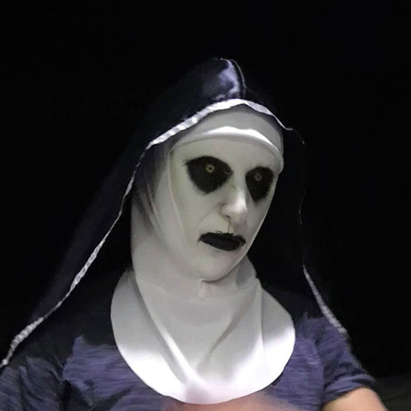 The Horror Scary Nun Latex Mask w/Headscarf Valak Cosplay for Halloween ...