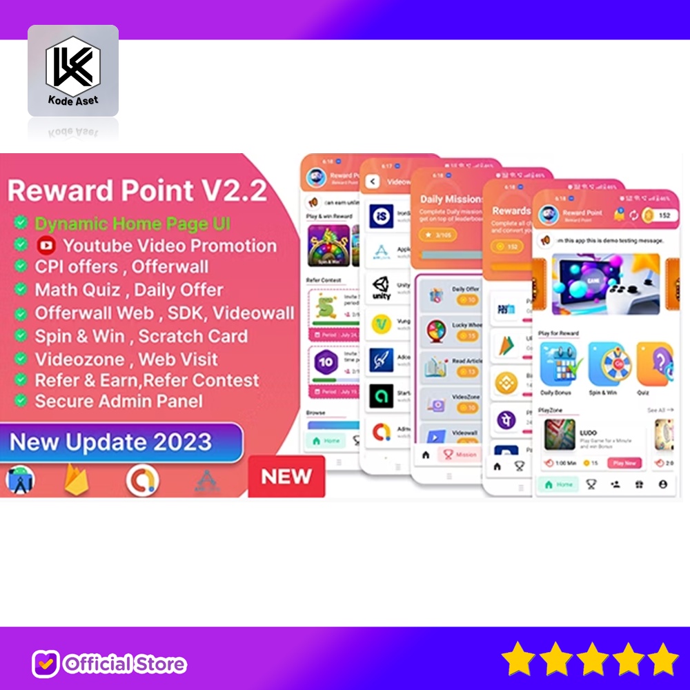 SOURCE CODE APLIKASI REWARD POINT - CPI OFFER + OFFERWALL + GAME + SPIN BY KODEASET | Lazada ...