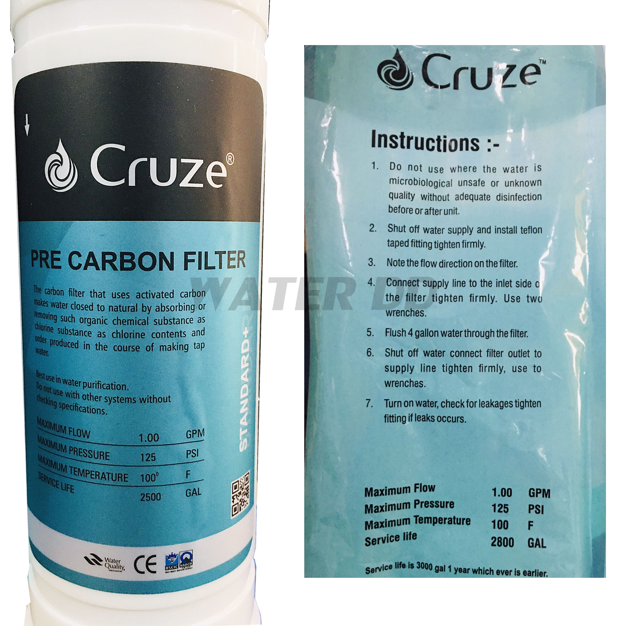 ไส้กรองน้ำดื่ม Cruze Post Carbon inline ขนาด 2.5x11 นิ้ว ดูดซับกลิ่น ...