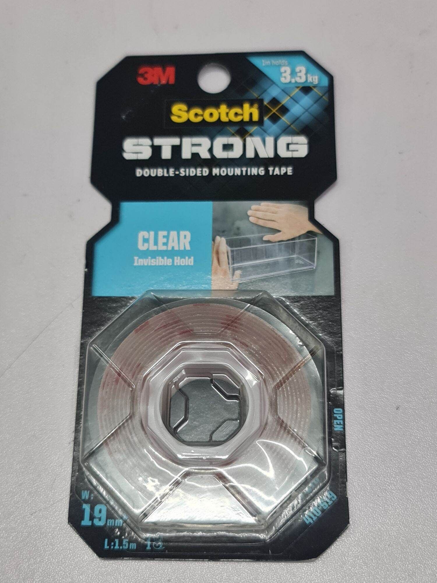 3M SCOTCH CLEAR DOUBLE SIDED MOUNTING TAPE PERMANENT 21mm X 2m - 3M-4010C-4.5kg 21X2 new 410-S19 ...