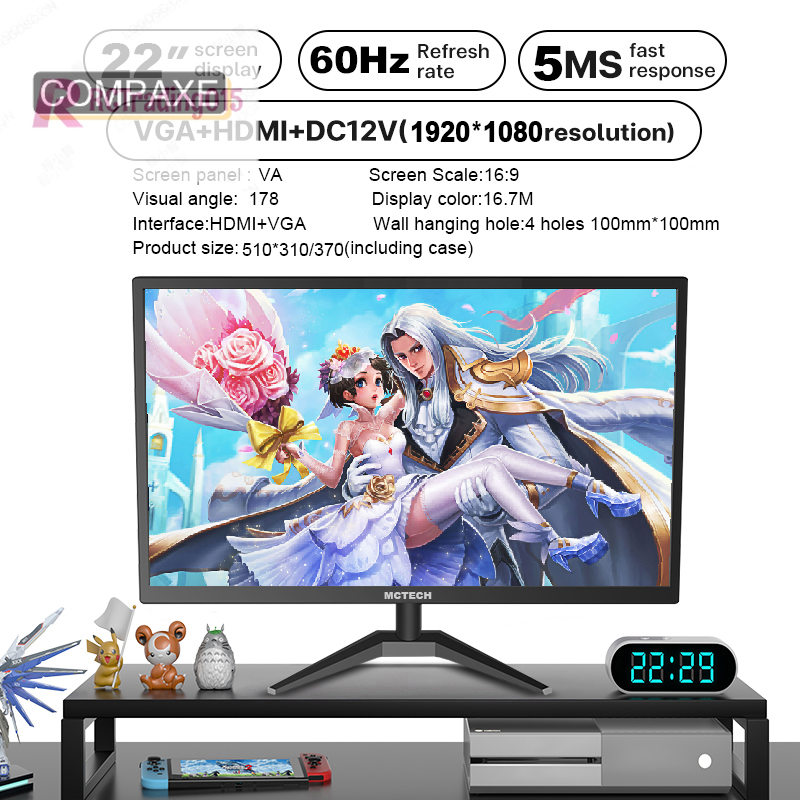 1080P Monitor 27 inch monitor 165hz 19”22“ 24” 27“HD Curved Monitor ...