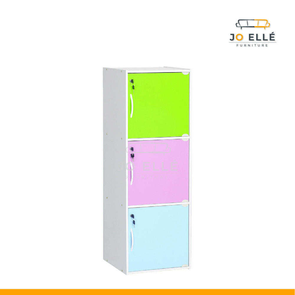 Jo ELLE - Zim 3 Doors Storage Cabinet with Lock / Storage Box with Lock ...