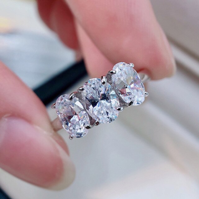 Wong Rain Romantic 925 Sterling Silver Oval Cut Created Moissanite ...