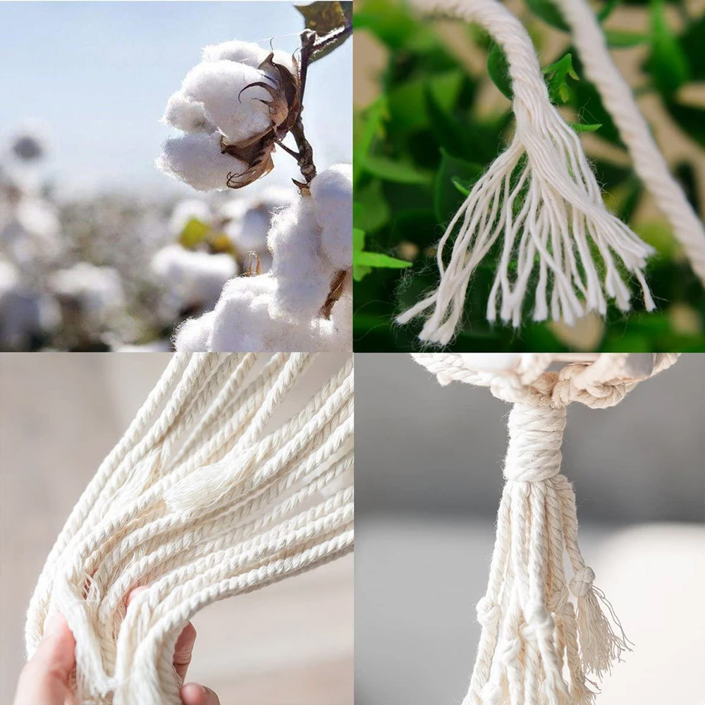 1/2/3/4/5/6mm Natural Beige Macrame Rope Twisted String Cotton Cord ...