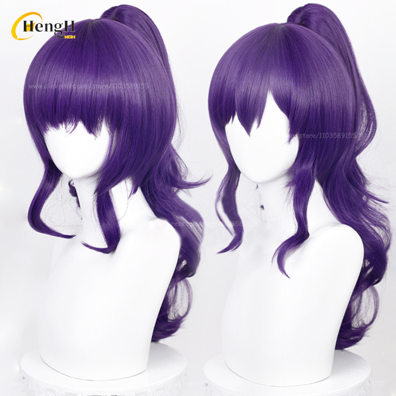 Asahina Mafuyu Cosplay Wig Anime 60cm Dark Purple Color Ponytail Wavy ...