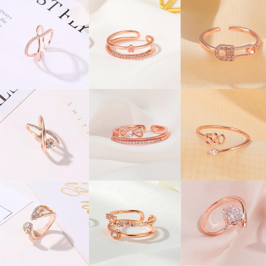 【I was hyped up】Rose Gold Open Ring Women Ins Style Creative Design ...