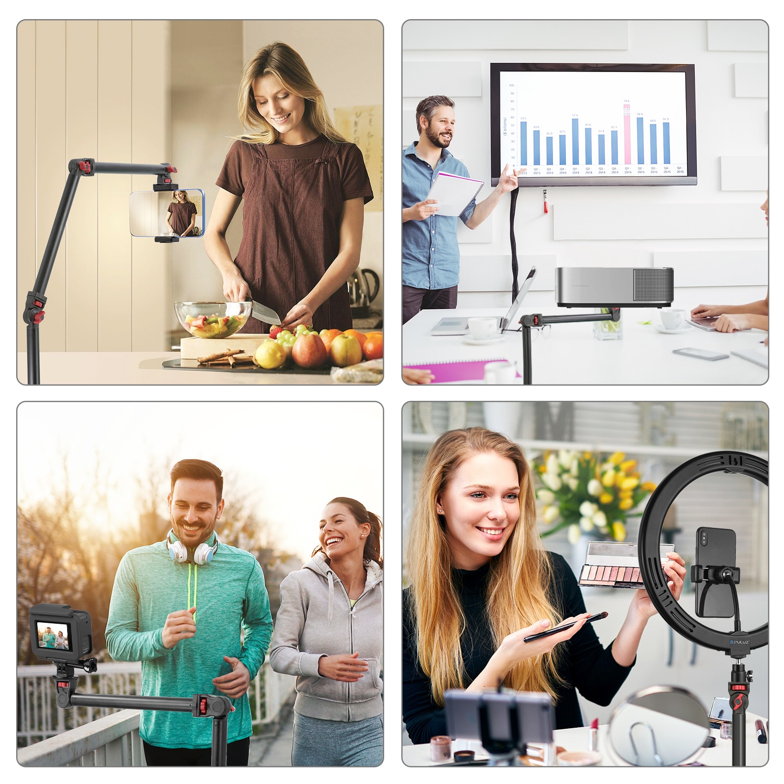 PULUZ Camera Desk Stand Auxiliary Holding Arm Flexible Overhead Webcam ...