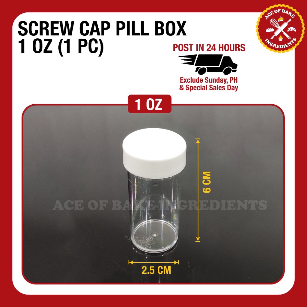 1oz Empty Pill Box with White/Transparent Screw cap | Empty plastic Wh ...