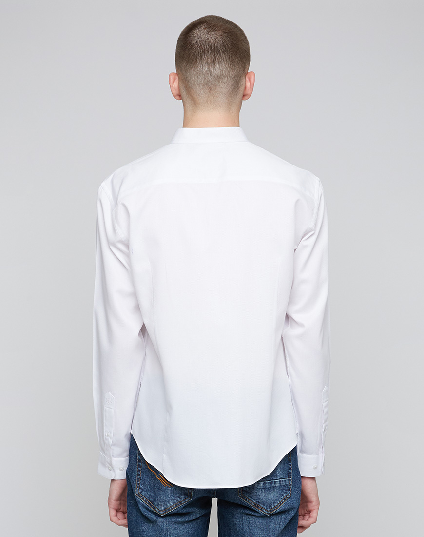 DAPPER เสื้อเชิ้ตคอจีน Dobby ทรง Regular Fit สีขาว - DAPPER - ThaiPick